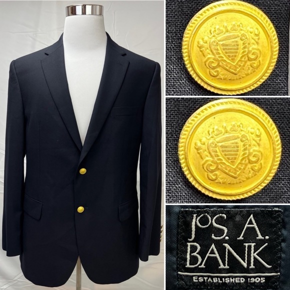 Jos. A. Bank | Suits & Blazers | Mens Jos A Bank Navy Blue Gold 2button ...
